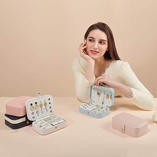 CASEGRACE Jewelry Box For Women Travel Jewelry Organizer Double Layer for Necklace Earring Rings Jewelry Holder Case