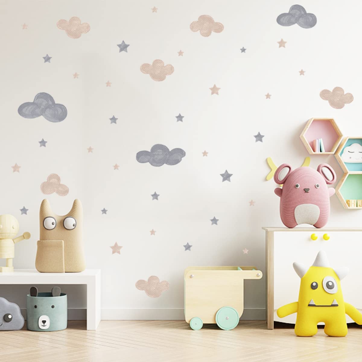 Clouds Wall Stickers, Cute Clouds Wall Decals for Little Girls Bedroom Nursery Kids Room Classroom Daycare and Party Decoration