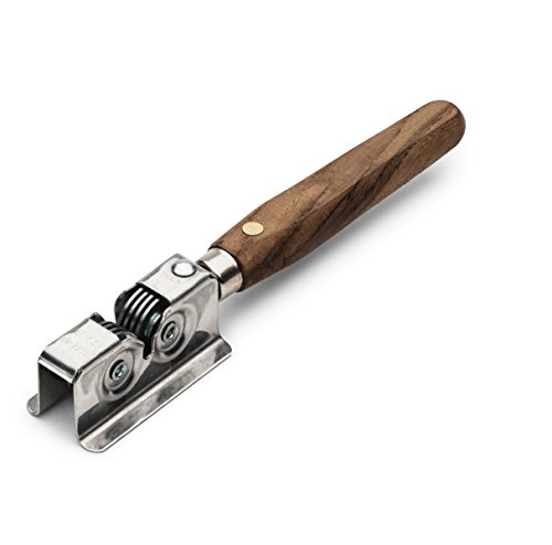 Kings County Tools Handheld Manual Knife Sharpener | Rotating Steel Wheel Sharpening Discs | Perfect Cutting Edge | Easy to Hold Wood Handle | 7-3/4" Overall Length | Made in Italy Brown