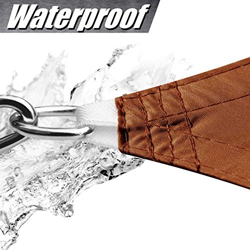 ColourTree 100% Blockage Waterproof 9.5' x 9.5' Sun Shade Sail Canopy Square Brown - Commercial Standard Heavy Duty - 220 GSM - 3 Years Warranty