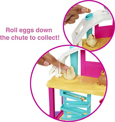 Barbie Doll & Playset, Hatch & Gather Egg Farm with Hatching Molds & Dough, Chicken Coop, 10 Animals & Accessories, Brunette Doll