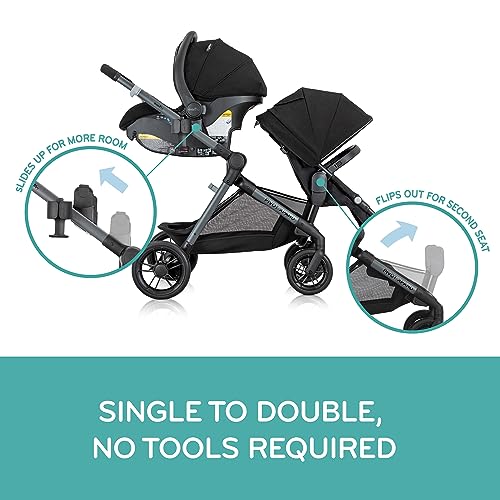 Evenflo Pivot Xpand Modular Travel System with LiteMax Infant Car Seat with Anti-Rebound Bar (Ayrshire Black)