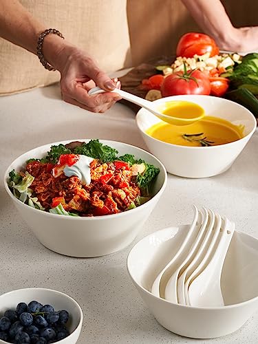 DOWAN 32 OZ Large Soup Bowls Set of 4 - White Ceramic Bowls for Ramen, Cereal, Pasta, Salad, Fruit - Dishwasher & Microwave Safe