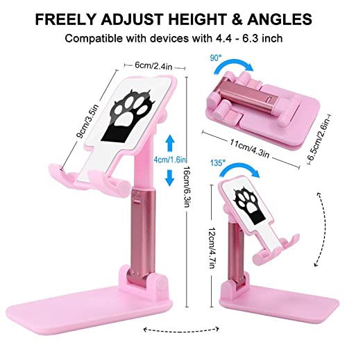 Big Black Cat Paw Cell Phone Stand Foldable Adjustable Cellphone Holder Desktop Dock Compatible with iPhone Switch Tablets (4-13")