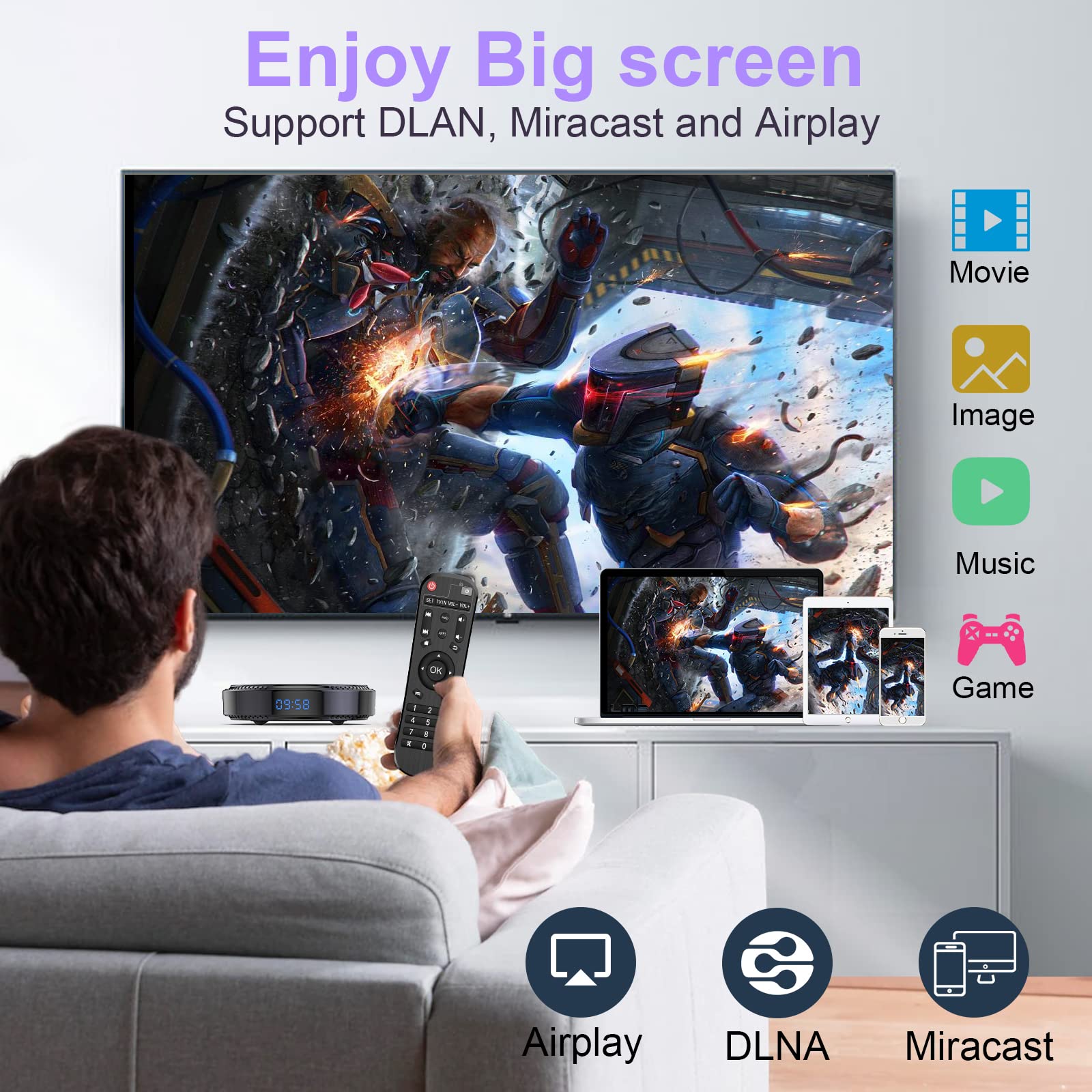 Android 12 TV Box Dual-Band WiFi 6 4GB 64GB TV Box Android 2022 H618 Chip Support 4K 6K HDR10 BT5.0 USB 2.0 with Mini Backlit Keyboard