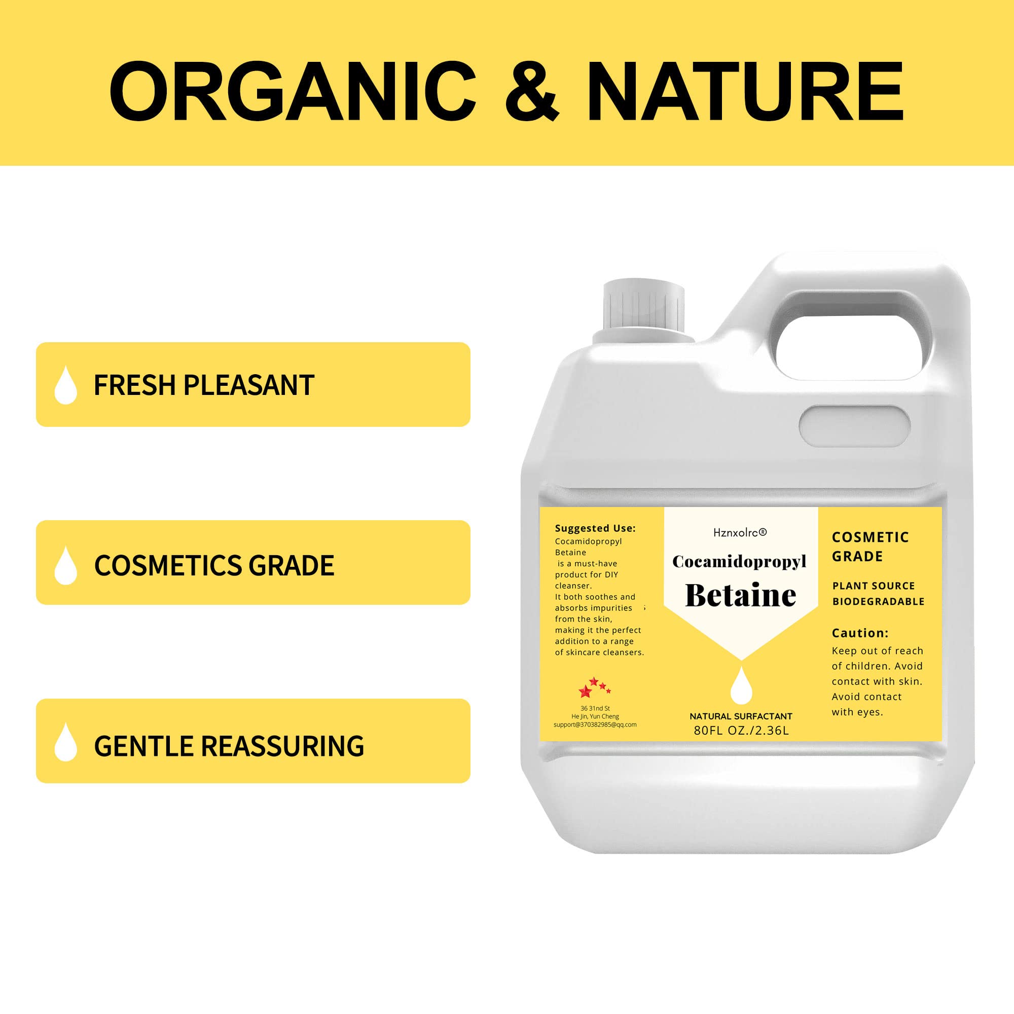 Hznxolrc 80 fl oz Pure Cocamidopropyl Betaine Natural Surfactant, Premium Coco Betaine Liquid, Cosmetics Grade