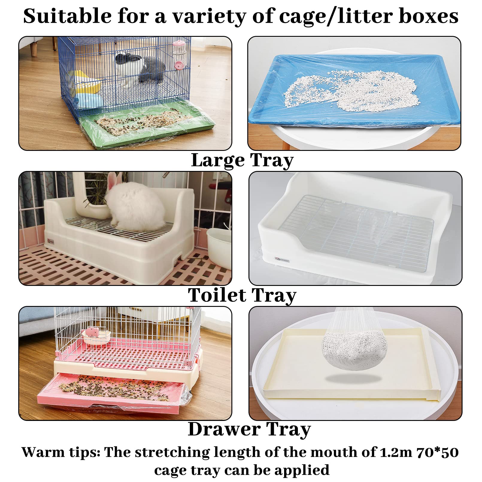 BNOSDM 50 PCS Disposable Rabbit Cage Liner Plastic Guinea Pig Cage Bedding Hamster Litter Pan Bags Universal Toilet Film for Bunny Ferret Chinchilla Hedgehog Small Animal