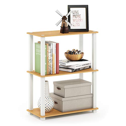 Furinno Turn-S-Tube 3-Tier Compact Multipurpose Shelf Display Rack, Square, Beech/White, 3-Tier Square Tubes