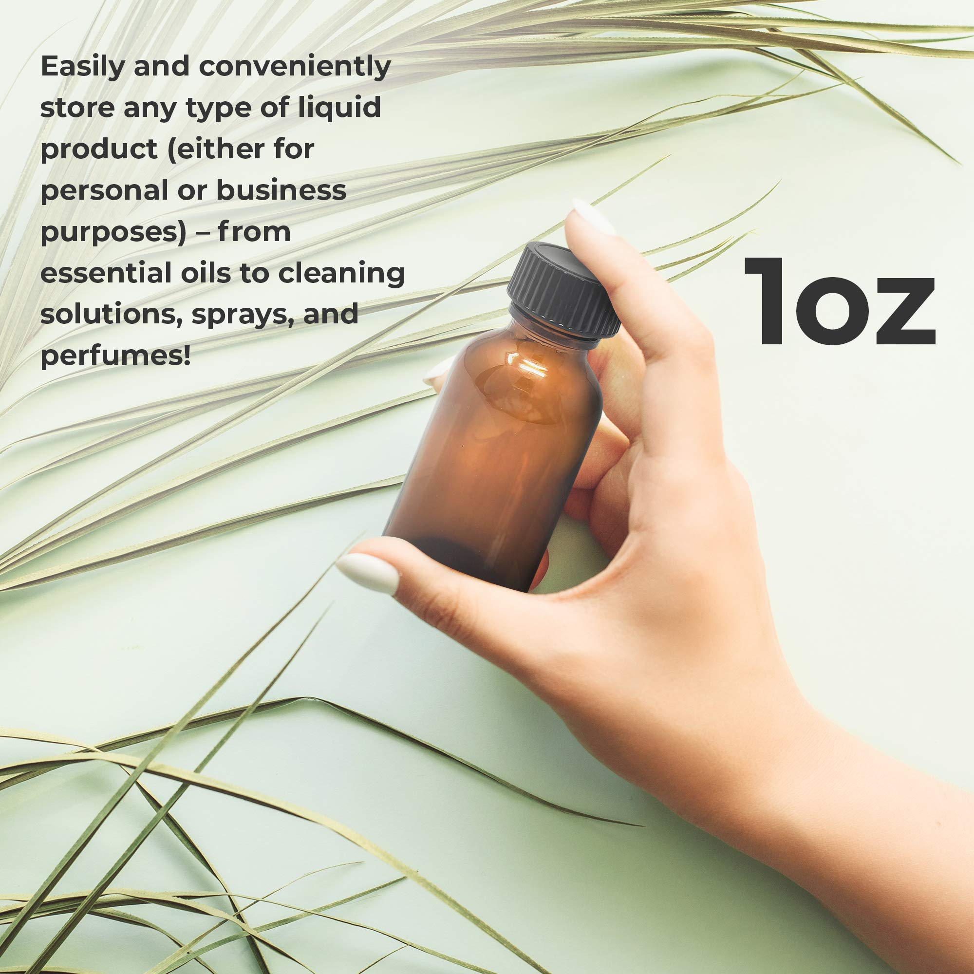 Onisavings Amber Glass Bottles 1 oz (30 ml) Pack Of 12 Empty Refillable Bottles With Black Cap - Leakproof Essential Oils Bottle for Storage and Travel Bottles for Liquids
