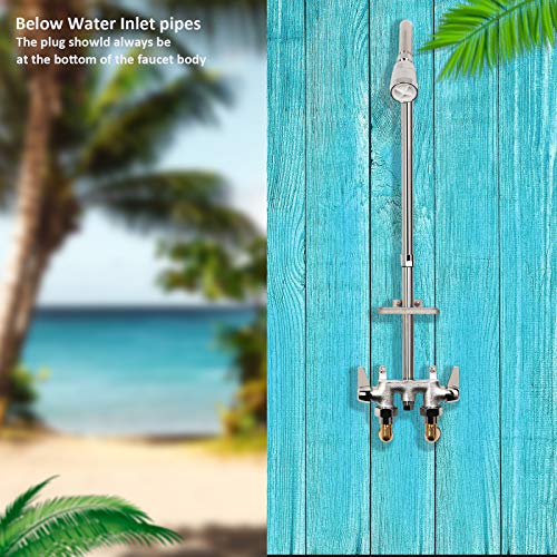 Artiwell Outdoor Shower Fixture System,with Rustproof Riser and Riser Extension, Double Handle Utility Shower Faucet with Showerhead and Soap Dish, Polished Chrome