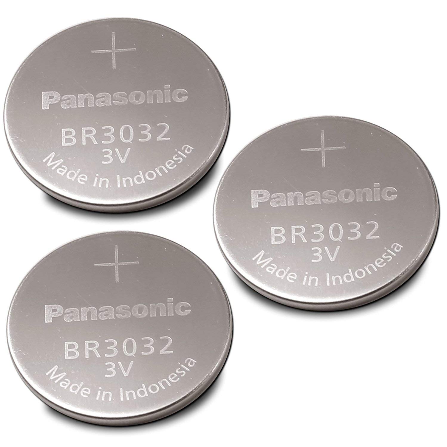 Panasonic 3 Pieces - BR3032 Non-Rechargeable 3V Lithium Coin Cell Battery. Size: 1.18" Dia x 0.13" H (30.0mm x 3.2mm)