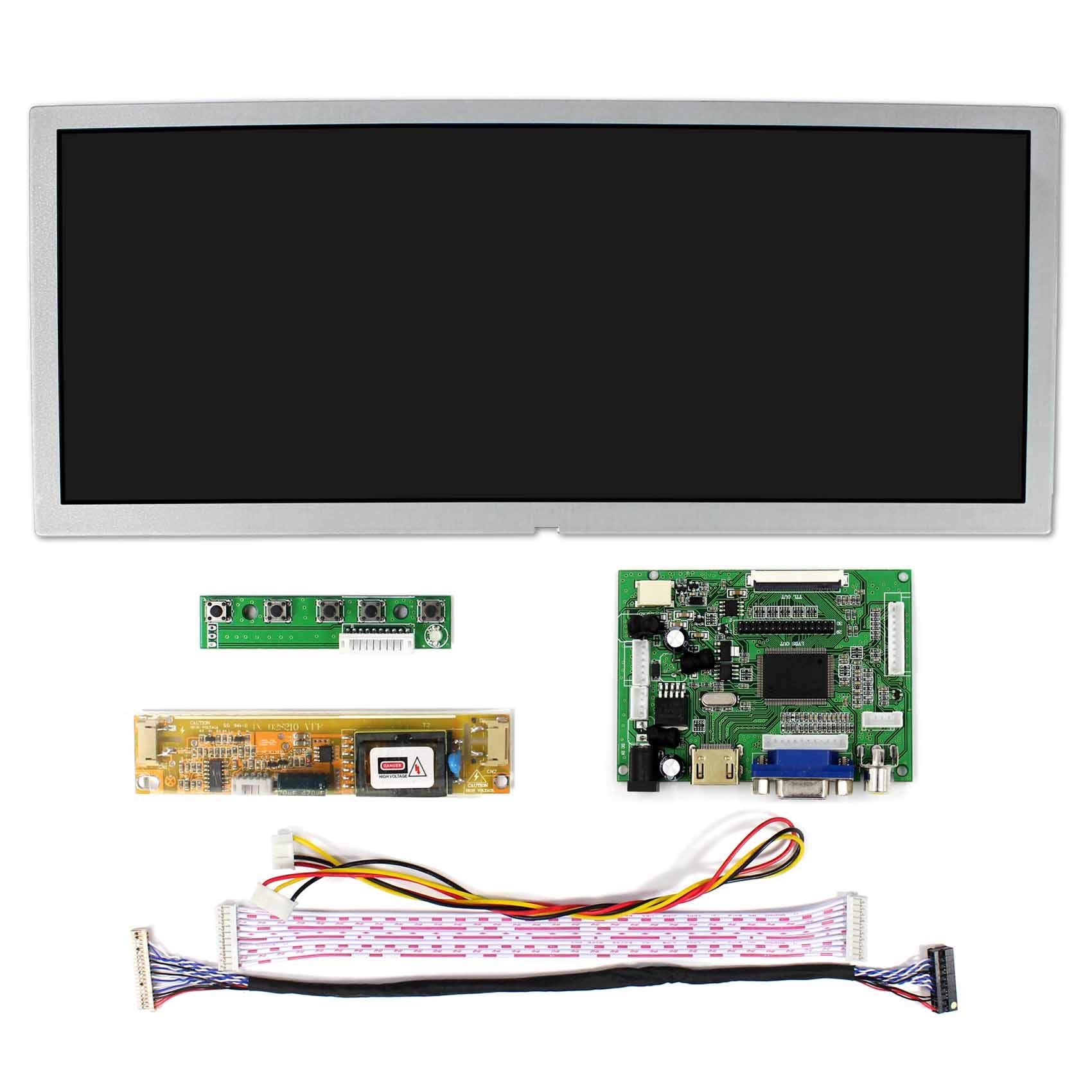 VSDISPLAY 12.3" 12.3 inch 1280X480 LCD Screen LQ123K1LG03 with HD-MI VGA 2AV LCD Controller Board,industrail LCD fit for Machines/DIY displays/Car Monitor Gauge Cluster