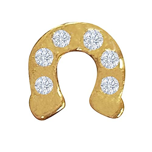 Adastra Blings Horse Shoe studded Tooth Gems 925 Sterling Silver, White
