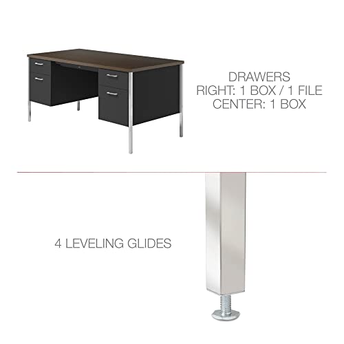 Alera ALESD6030BM 2-Pedestal 60 in. x 30 in. x 29.5 in. Steel Desk - Mocha/Black