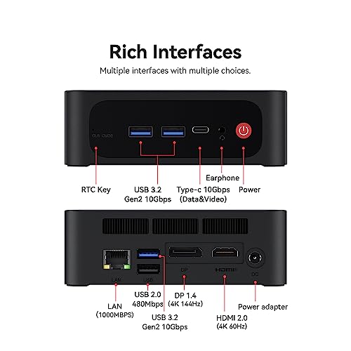 Beelink SER5 MAX Mini PC, AMD Ryzen 7 5800H(up to 4.4GHz) 8C/16T, Mini Computer 16GB DDR4 RAM 1TB NVMe SSD, Mini Desktop Computer 4K 60Hz Triple Screen Display HDMI&DPUSB-C WiFi6 BT5.2 WOL 54W HTPC