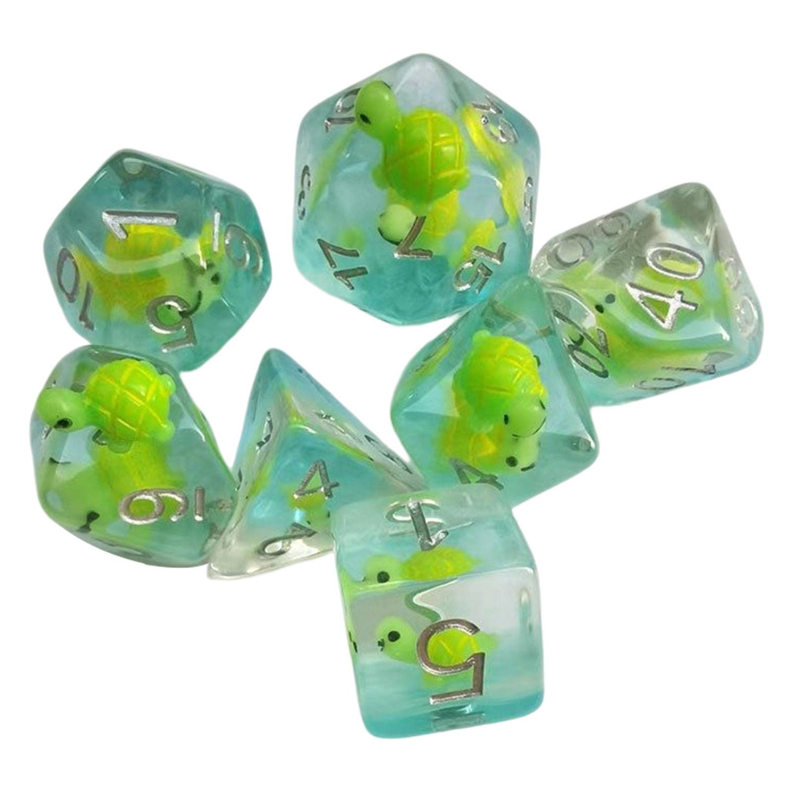 7X Cartoon Multi Sided Dices Set with Animals Turtle Pattern Family Table Game for Party Supplies Table Board Cafe Wedding Role Playing Game