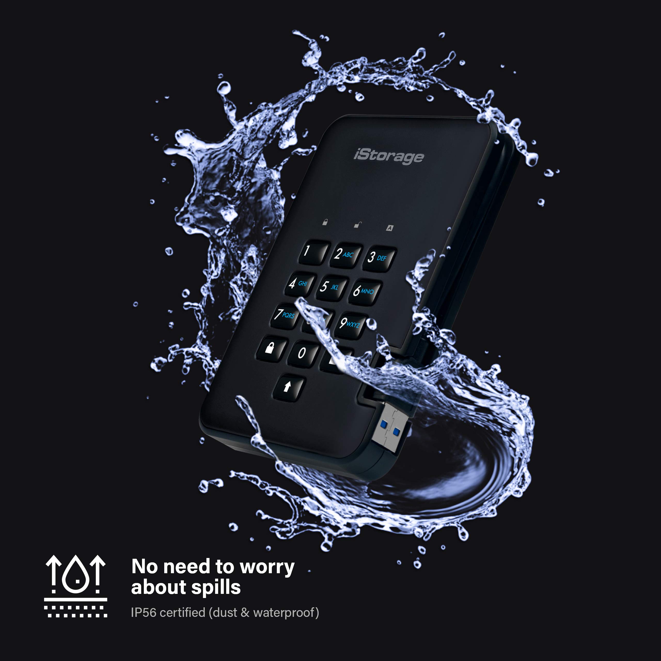 iStorage diskAshur2 HDD 1 TB | Secure Portable Hard Drive | Password Protected | Dust/Water-Resistant | Hardware Encryption