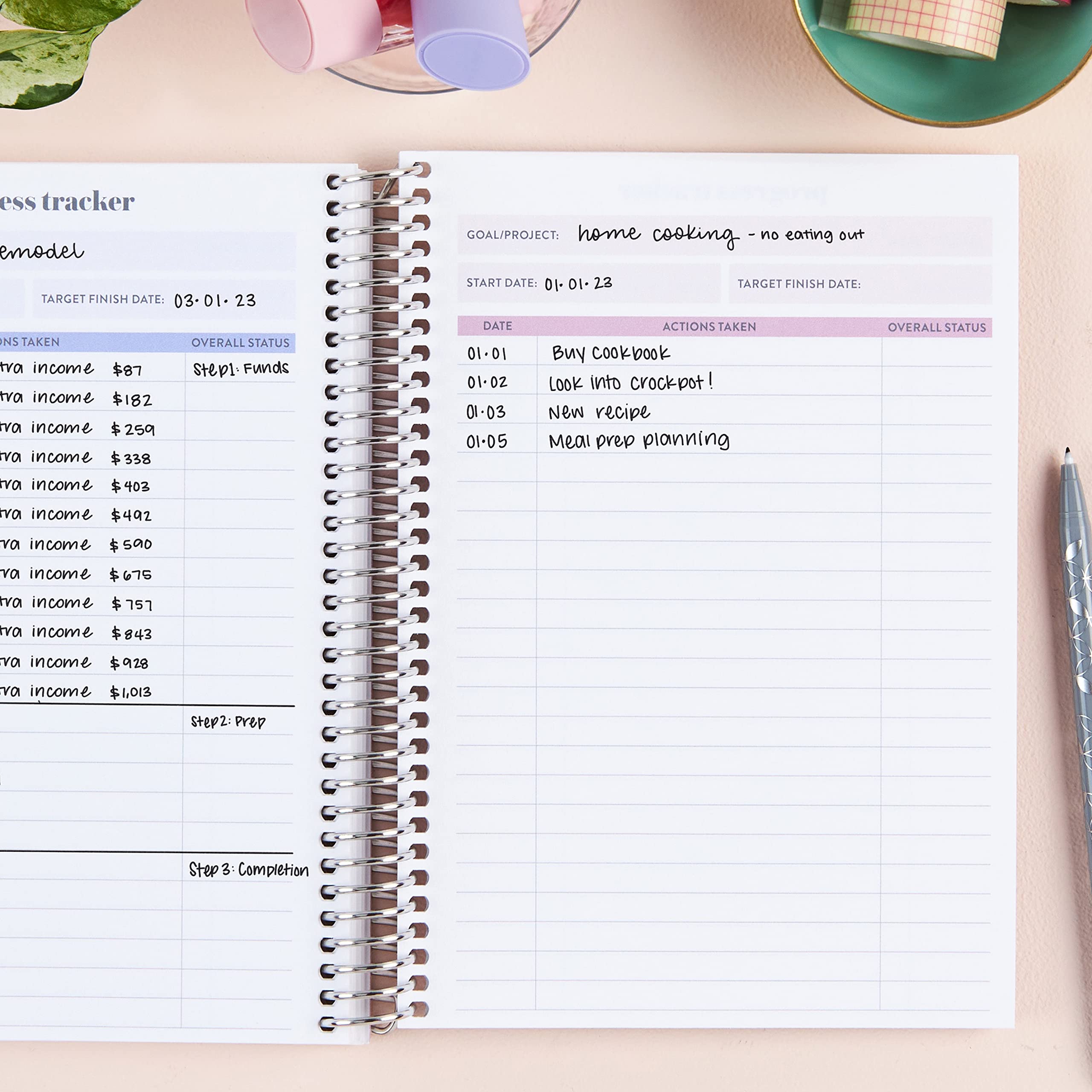 A5 Coiled Productivity Planner | All-in-One Project Checklists, Habit & Progress Trackers, Monthly Check-in's, Organizer & Journal | 160 pages, 80 lb. Mohawk Premium Paper, Designed by Erin Condren