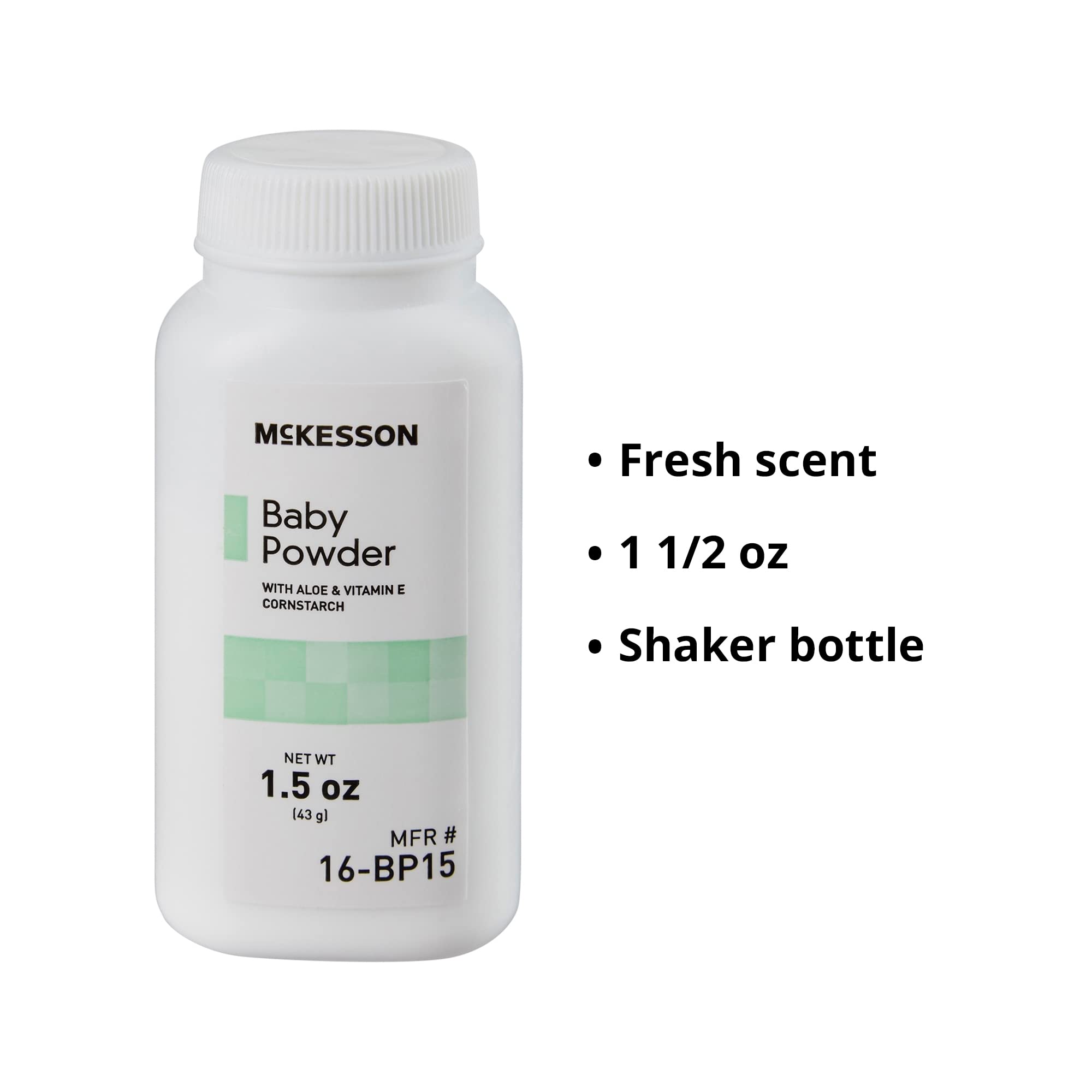 McKesson Baby Powder - Cornstarch, with Aloe and Vitamin E - Fresh Scent, 1.5 oz, 24 Count