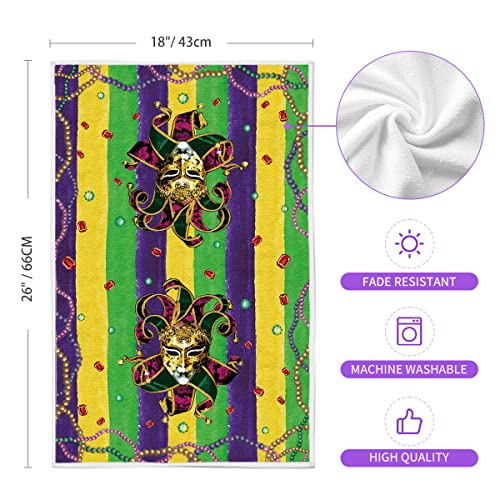 Artoid Mode Happy Mardi Gras Beads Mask Home Kitchen Towels, 18 x 26 Inch Ultra Absorbent Drying Cloth Dish Towels for Cooking Baking Set of 4