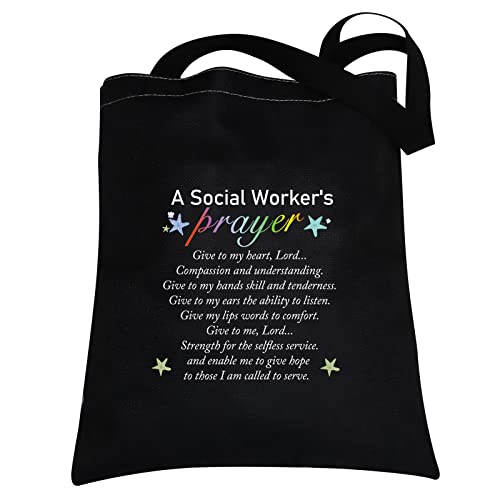 CMNIM Social Worker Gifts Tote Bag for Women Social Worker Prayer Appreciation Gift Birthday Gift for Social Worker Graduation Gift (Social Worker Tote Bag)