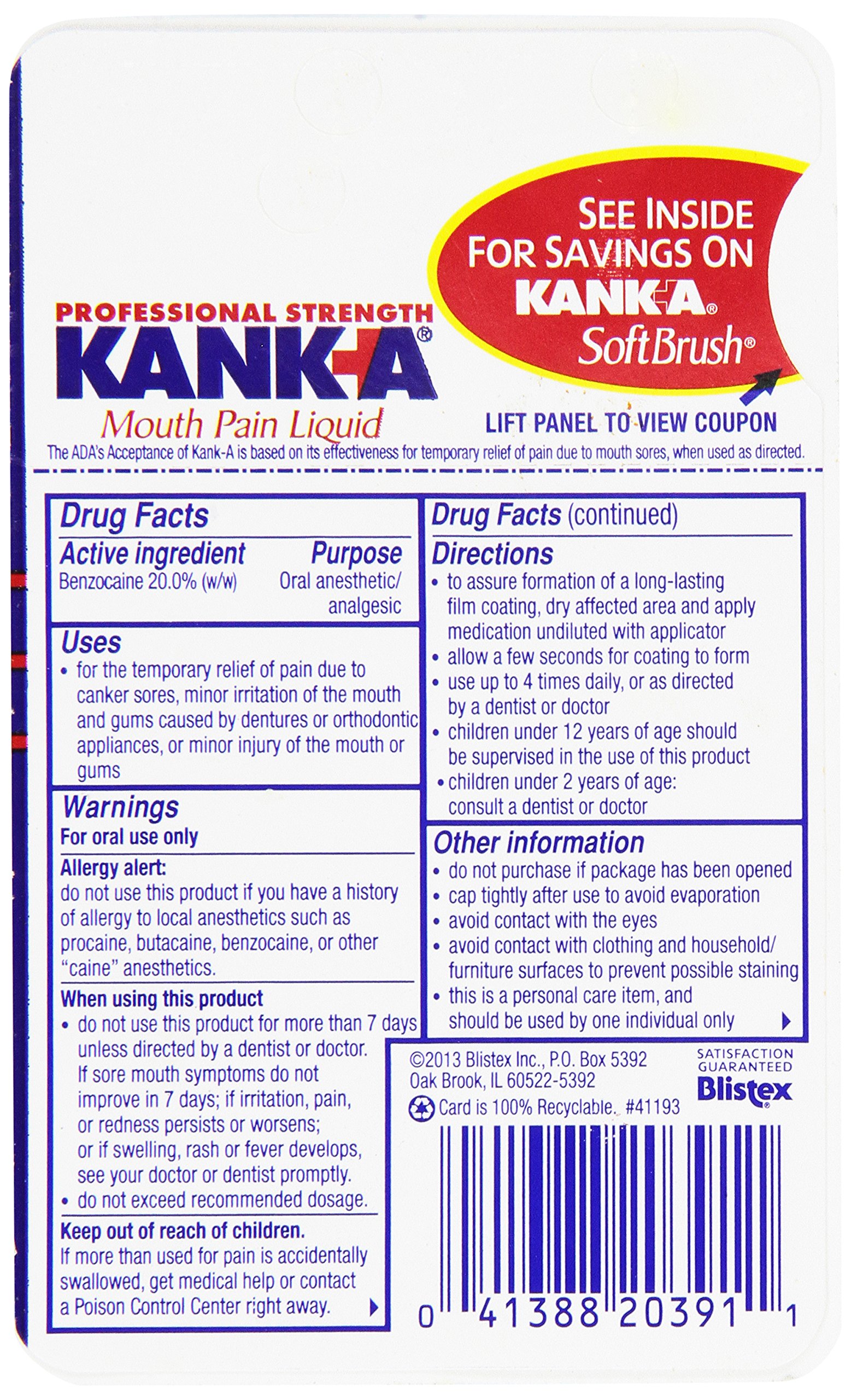 Blistex Kanka Mouth Pain Liquid, Professional Strength , 0.33 oz