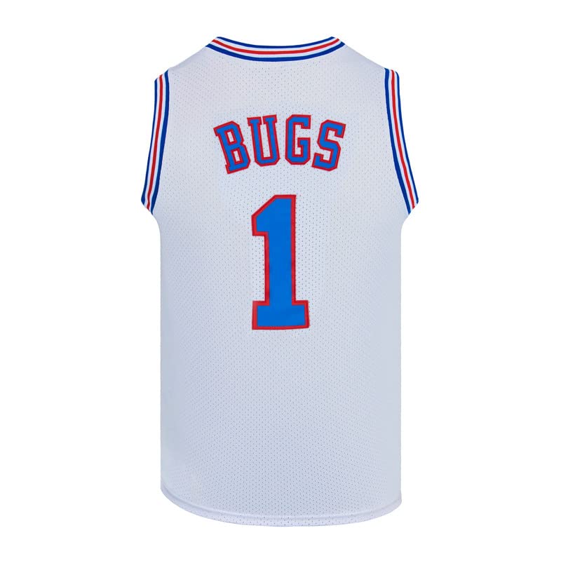 CNALLAR Youth Basketball Jersey Bugs #1 Space Movie Jersey Boys Sport Shirts (White, Youth Medium)