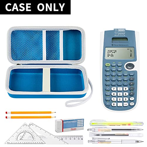 Case Compatible with Texas Instruments TI-30XS for MultiView Scientific Calculator, Storage Holder Carrying Organizer Bag with Mesh Pocket for Pens, Pencil, Batteries and Accessories (Box Only) -Blue