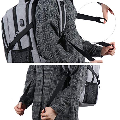 ANKUER Backpacks for Men Women, Backpack Fits Up 15.6 in Laptop Backpack for Travel, Backpacks with USB Charging Port, Work Business Backpack for Women (Grey)