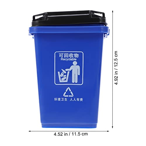 Cabilock 2 Pcs Mini Curbside Garbage Trash Bin Pen Holder Creative Recycle Can Set Pencil Cup Desktop Organizer for Home Office School Blue Green