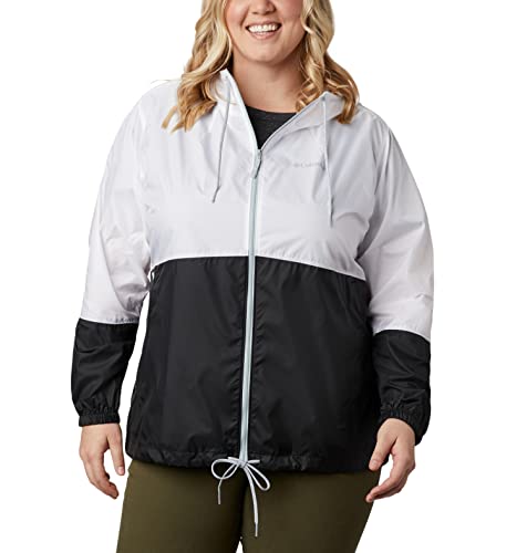Columbia Women's Flash Forward Windbreaker, Water & Stain Resistant Outerwear, White/black, X-Large