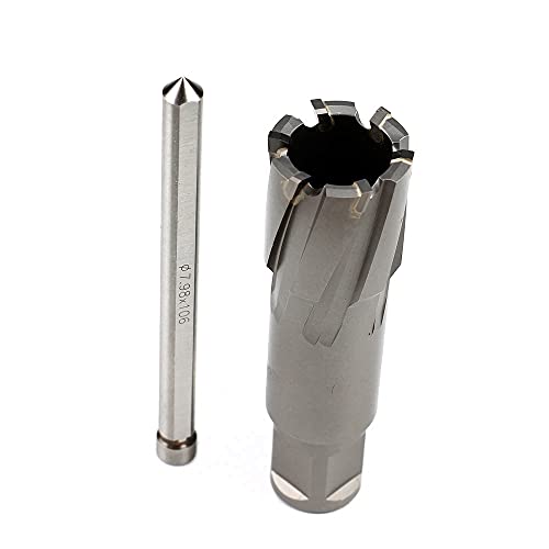 Annular Cutter Carbide JESTUOUS 3/4 Inch Weldon Shank 2 Cutting Depth 1-1/16 Cutting Diameter TCT Two Flat Bit for Drill Press with Pilot Pin
