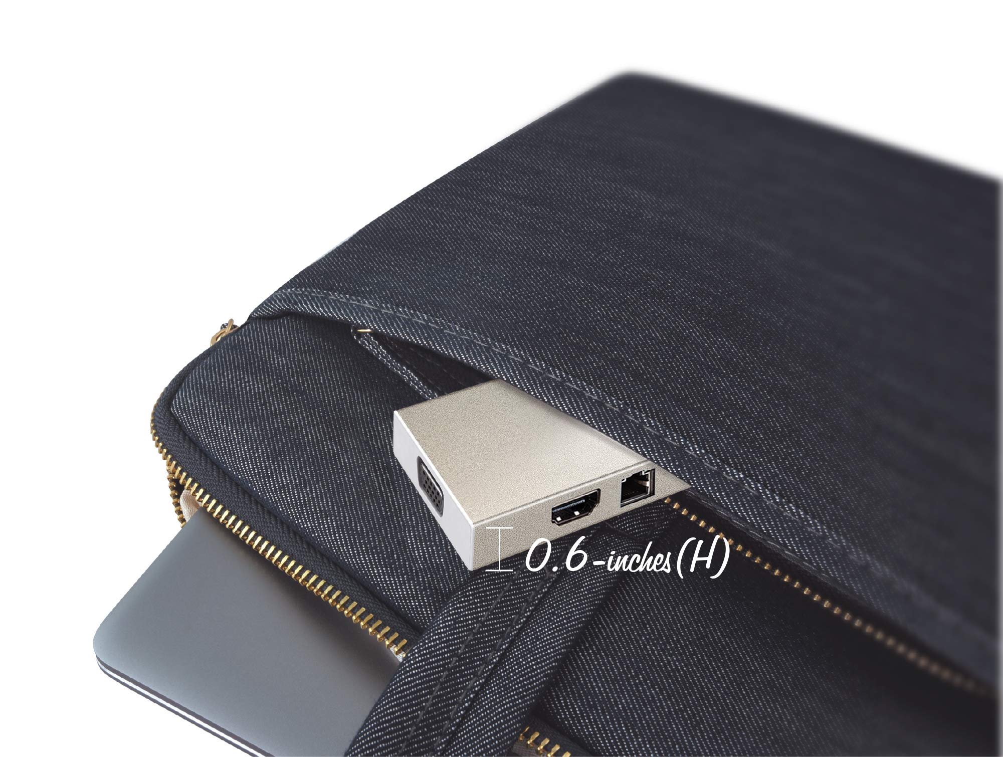 j5create USB-C 3.1 Mini Hub- USB 3.1/3.0/2.0| HDMI 1920 x 1200 @ 60 Hz/VGA 1920 x 1200 @ 60 Hz | Gigabit Ethernet | Compatible with USB C Devices