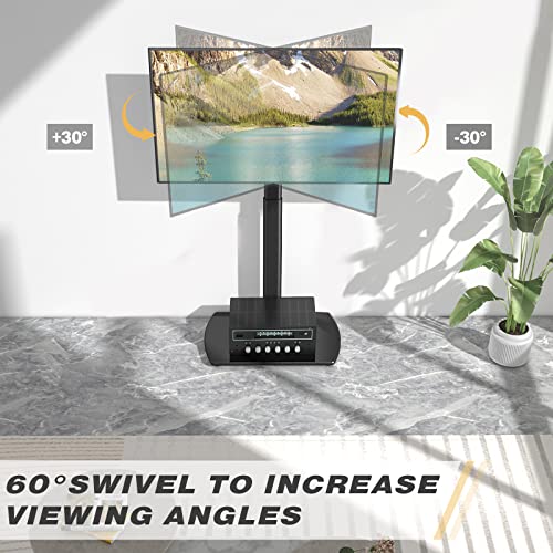 Universal Floor TV Stand with Mount Swivel and Height Adjustable for Most 26 to 65 Inch LCD LED OLED Flat Panel and Curved Screen TVs, Tall TV Stand Space Saving for Corner and Bedroom, Black