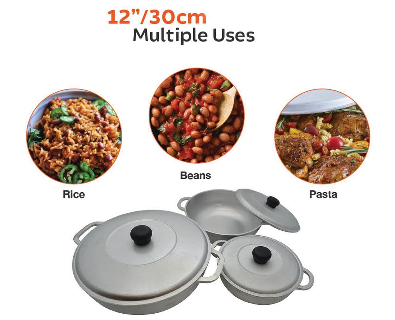 AIRADP 3Pieces Cast Aluminum Caldero or Oven Set with Lid