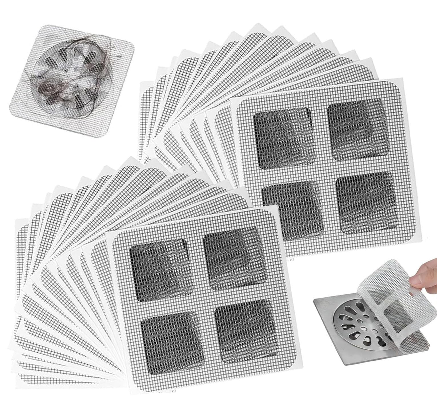 60PCS Disposable Floor Drain Sticker,4Inches Floor Drain Filter Hair Catcher Shower Drain Mesh Stickers Shower Hair Drain Catcher Stickers for Bathroom Laundry Bathtub Kitchen