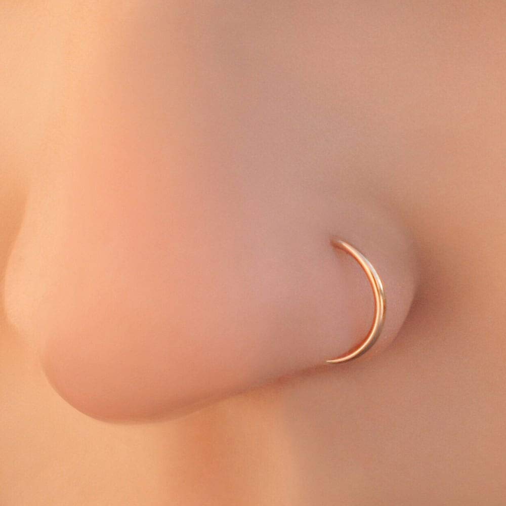 9 Karat Rose Gold 22 Gauge - 6MM Diameter Seamless Continuous Open Hoop Nose Piercing Ring Jewelry