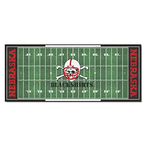 FANMATS 10342 Nebraska Cornhuskers Field Runner Rug - 30in. x 72in. - Blackshirts Alternate Logo