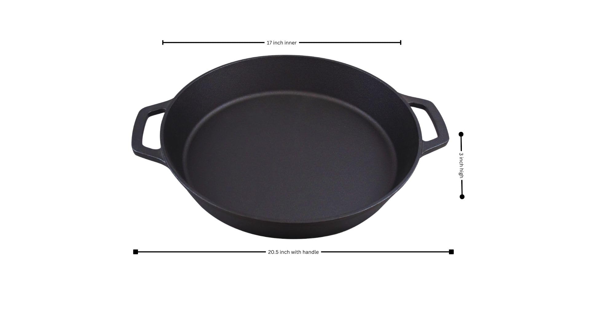 Home VSS Large Pre-Seasoned Cast iron Skillet 17" Dual handle,Commercial grade Outdoor Camping cooking tool,Pizza, Frying pan can use on Open fire,Grill,Stovetop,Induction,Oven.