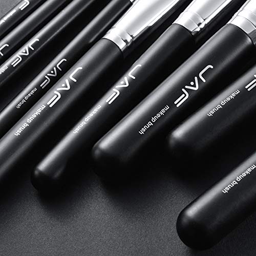 JAF 24pcs Professional Black Makeup Brushes Set with Case Vegan Synthetic Make Up Brushes Set in Gold Bag Holder Cosmetic Big Makeup Brushes & Tools Kit for Face Contour Foundation - J2404YC-B