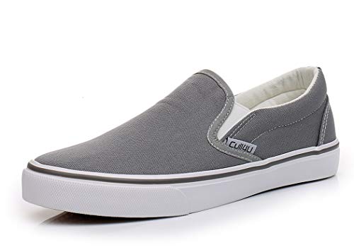 Cull4U Women's Classic Slip On Trainer Shoes (10 M US,Gray/White)