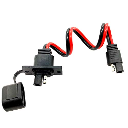 AYECEHI 12AWG SAE Cable,SAE to SAE Solar Weatherproof Socket Sidewall Port,SAE Cable Quick Disconnect Connect Panel Mount Universal Flush Mountable Connector - with Mounting Screws [Male to Male]