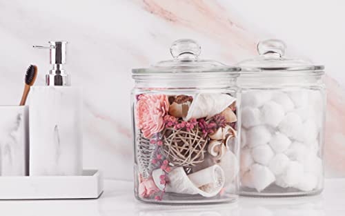 KooK Glass Kitchen Jars, Food & Cookie Storage Containers for Pantry, Bathroom Apothecary Canisters, Dishwasher Safe, with Chalk and Labels, 1/2 Gallon, Set of 2