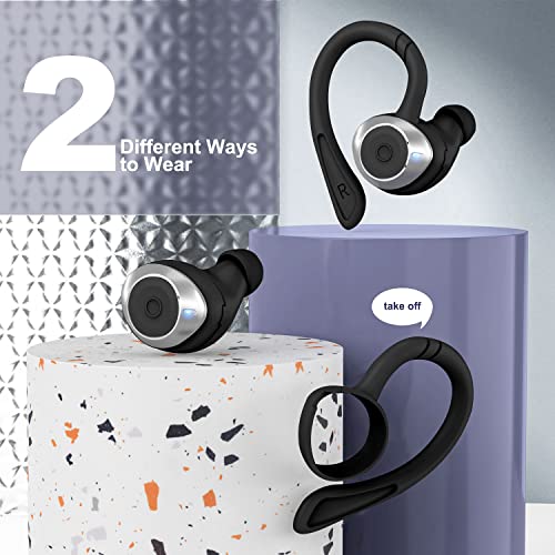 comiso Wireless Earbuds Bluetooth Headphones, True Wireless in Ear Bluetooth 5.1 Earbuds with Microphone, Deep Bass, IPX7 Waterproof Loud Voice Earphones for Sport Outdoor Running Gym Workout(Black)