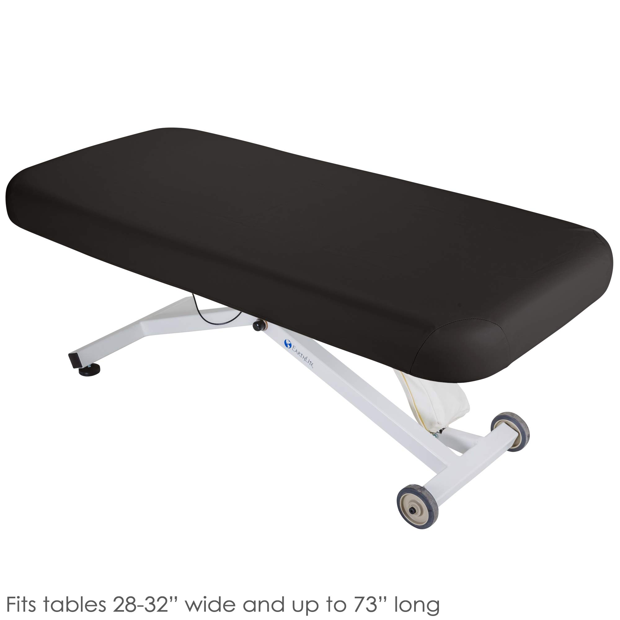 EARTHLITE Massage Table Protection Cover – 100% PU, Fitted Sheet, Fits Round & Square Corners (28-32"), Black
