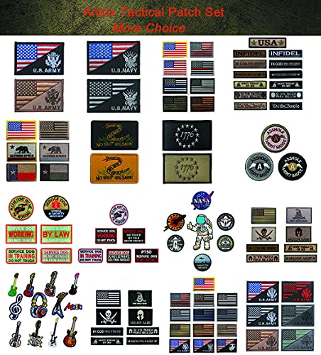 Antrix 2 Set IR Infrared All Black US USA American Flag Patch,Tactical Patch with Hook Fastener Reflective Die Cut Combat America Patch for Army Clothes,Tactical Backpack,Military Activity- 3.15x2"