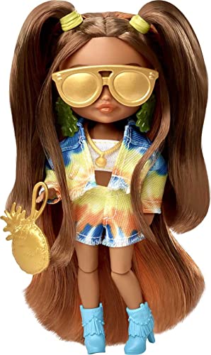 Barbie Extra Minis Doll #5 (5.5 in) Wearing Tie-Dye Jacket & Shorts, with Doll Stand & Accessories Including Sunglasses and Purse, Gift for Kids 3 Years Old & Up