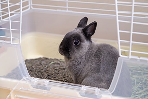 IRIS USA Small Wire Animal House with Top Access, Easy to Clean Cage with Wide Access Drop Down Door for Small-Sized Pets Animals Rabbits Guinea Pigs Rats, Ivory