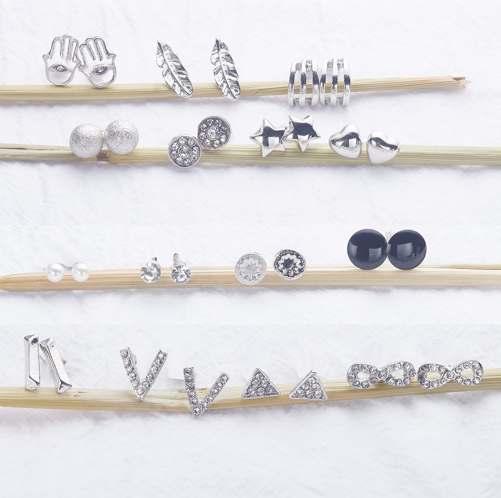 39 Pairs Assorted Multiple Stud Earrings set for Women Girls Simple Hoop earring set Cute Earrings Card Pack