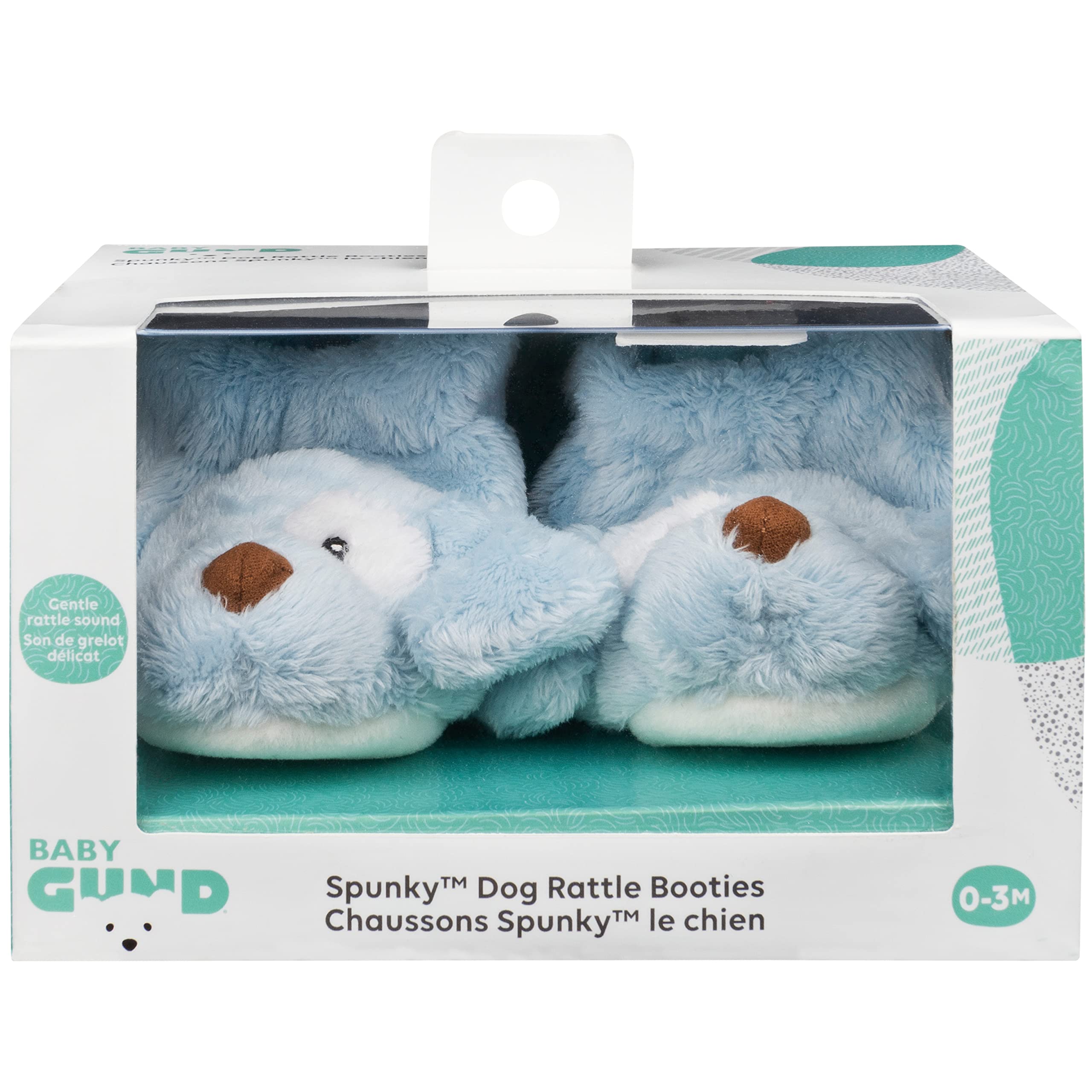 Baby GUND Spunky Puppy Rattle Booties Plush Baby Infant Shoes, Blue, One Size Fits All
